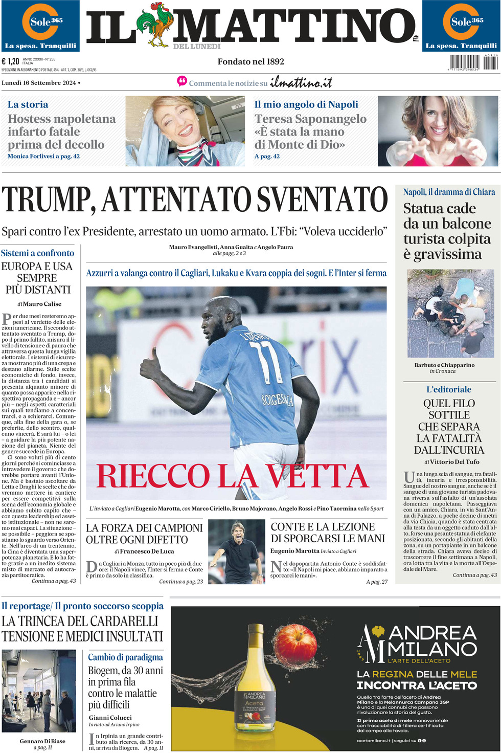 Prima pagina «Il Mattino» | Giornali.it