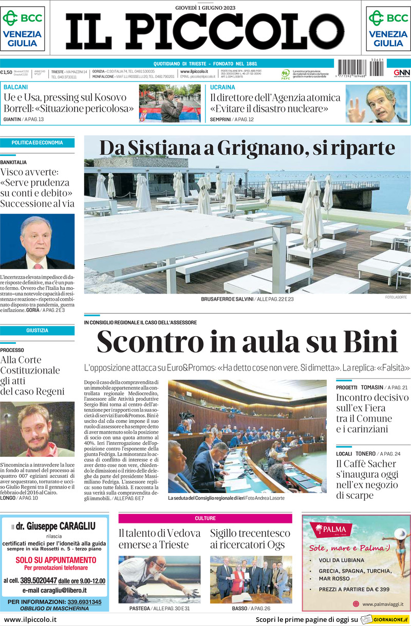 Prima pagina «Il Piccolo» | Giornali.it