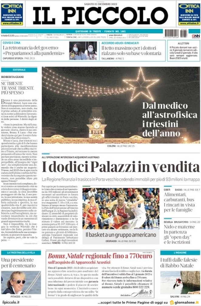 Prima pagina «Il Piccolo» | Giornali.it