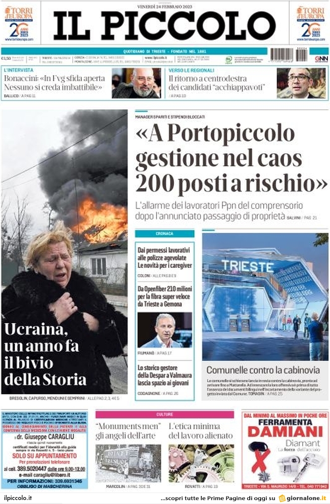 Prima pagina «Il Piccolo» | Giornali.it