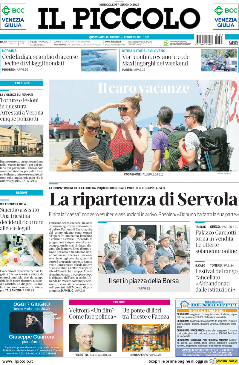 Prima pagina «Il Piccolo» | Giornali.it