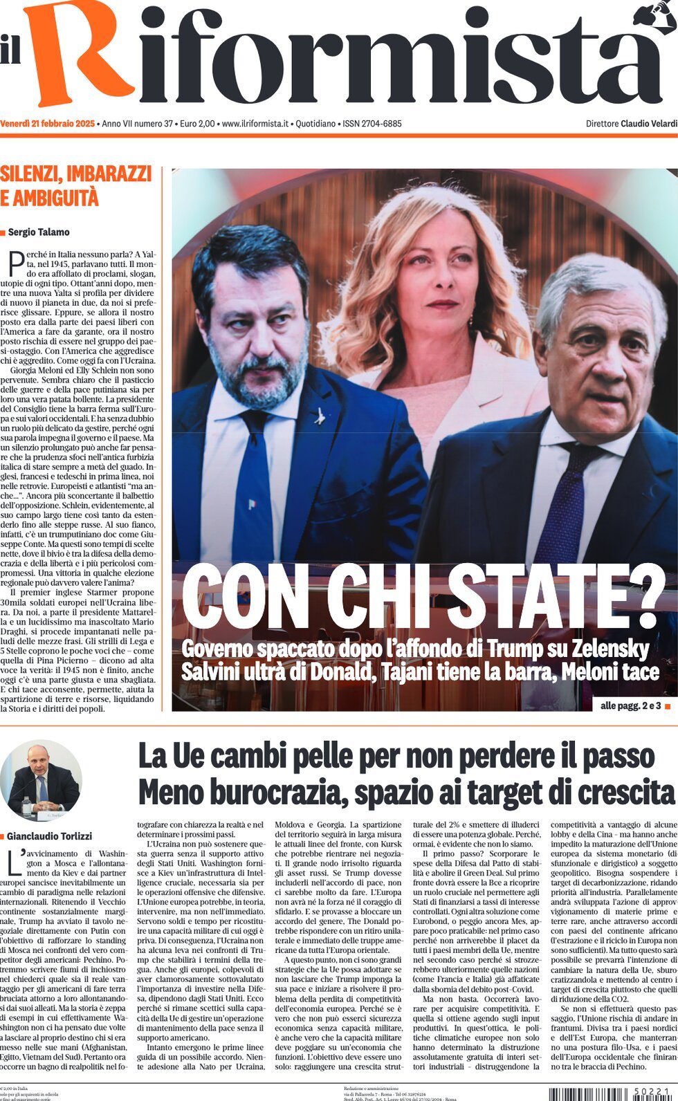 Prima pagina «Il Riformista» | Giornali.it