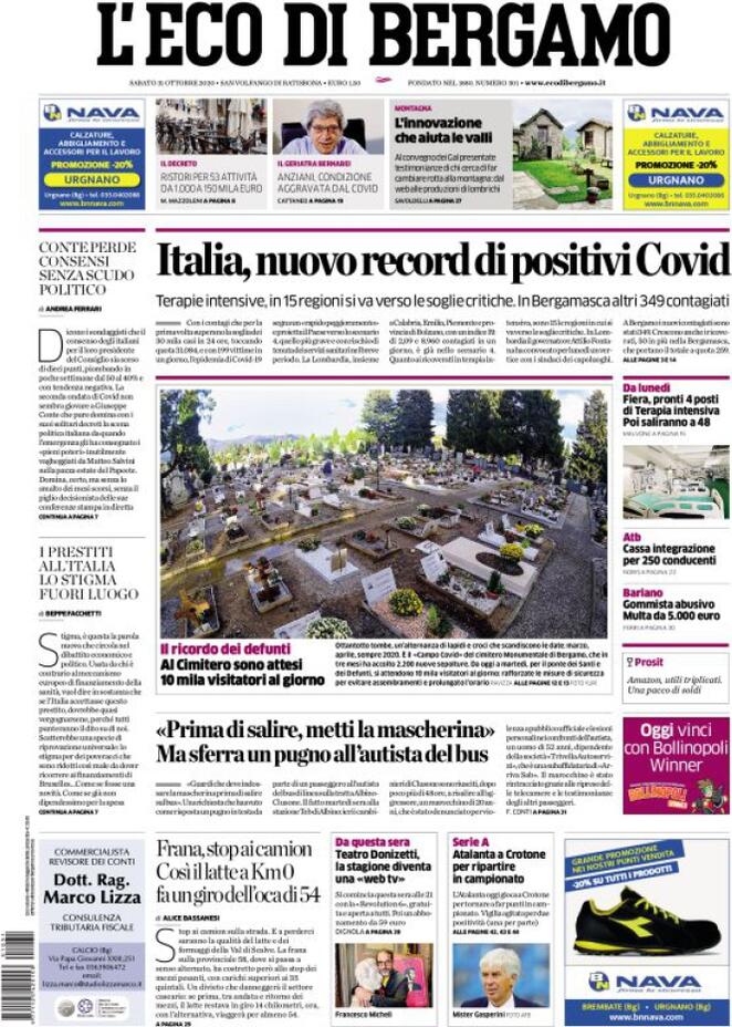 Prima pagina «L'Eco di Bergamo» | Giornali.it
