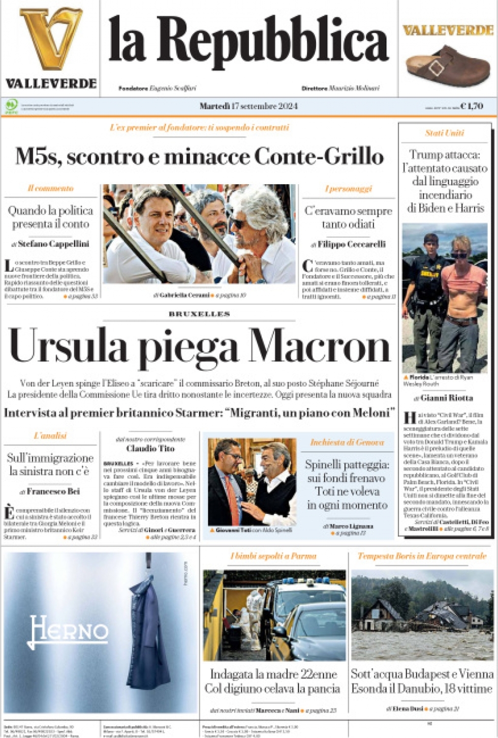 Prima pagina «La Repubblica» | Giornali.it