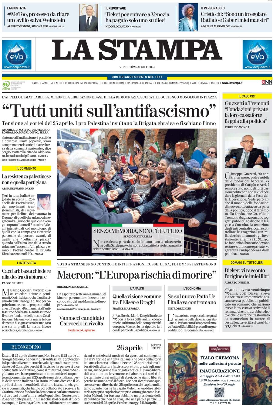 Prima pagina «La Stampa» | Giornali.it