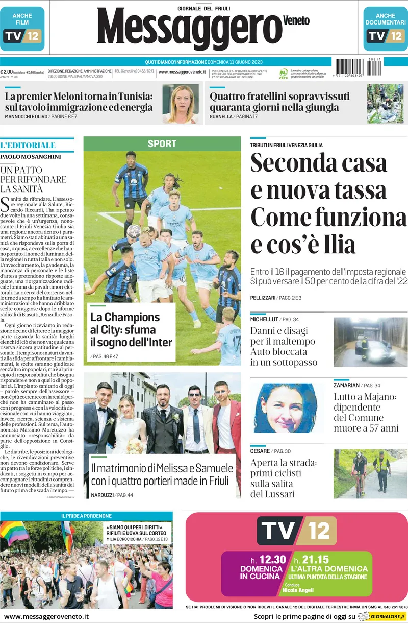Prima pagina «Messaggero Veneto» | Giornali.it