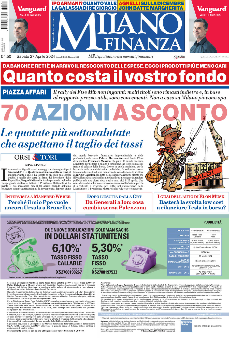 Prima pagina «MF Milano Finanza» | Giornali.it